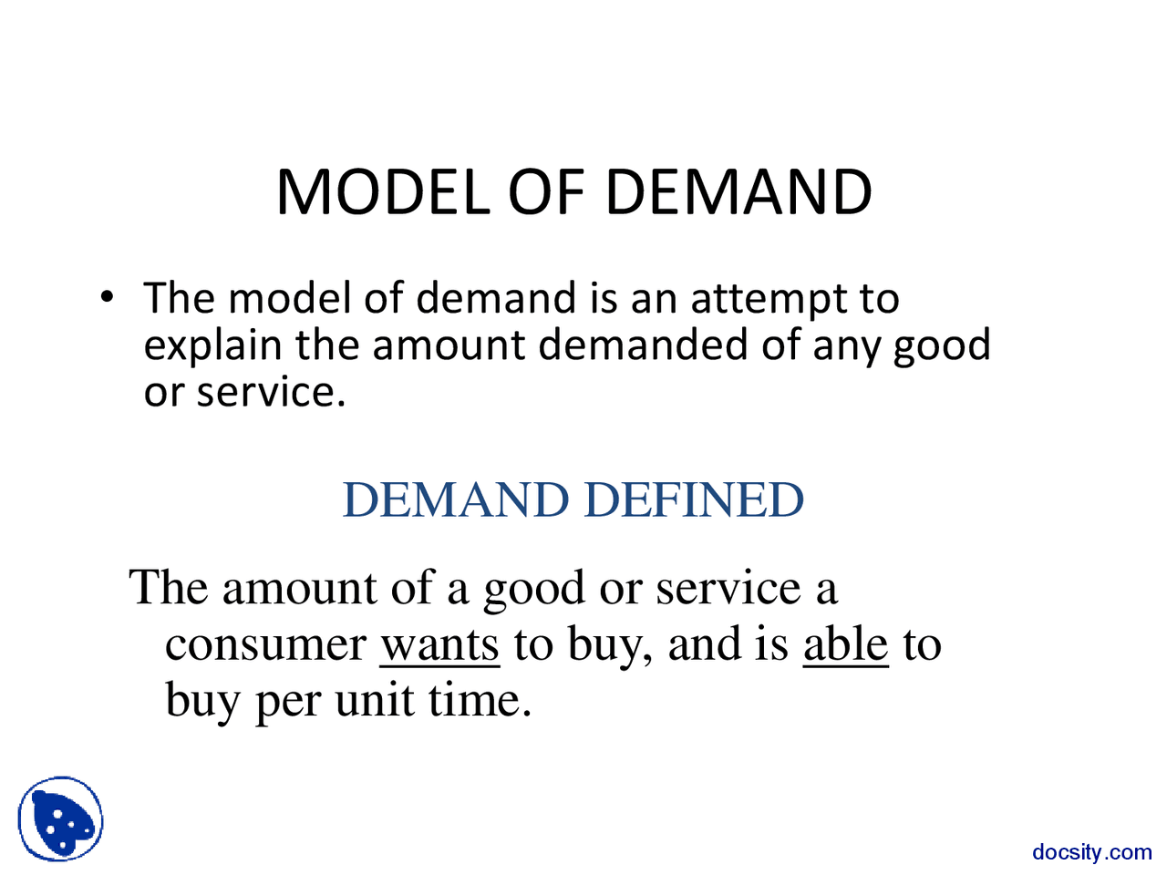 Model of Demand - Microeconomics and Public Policy - Lecture Slides - Docsity