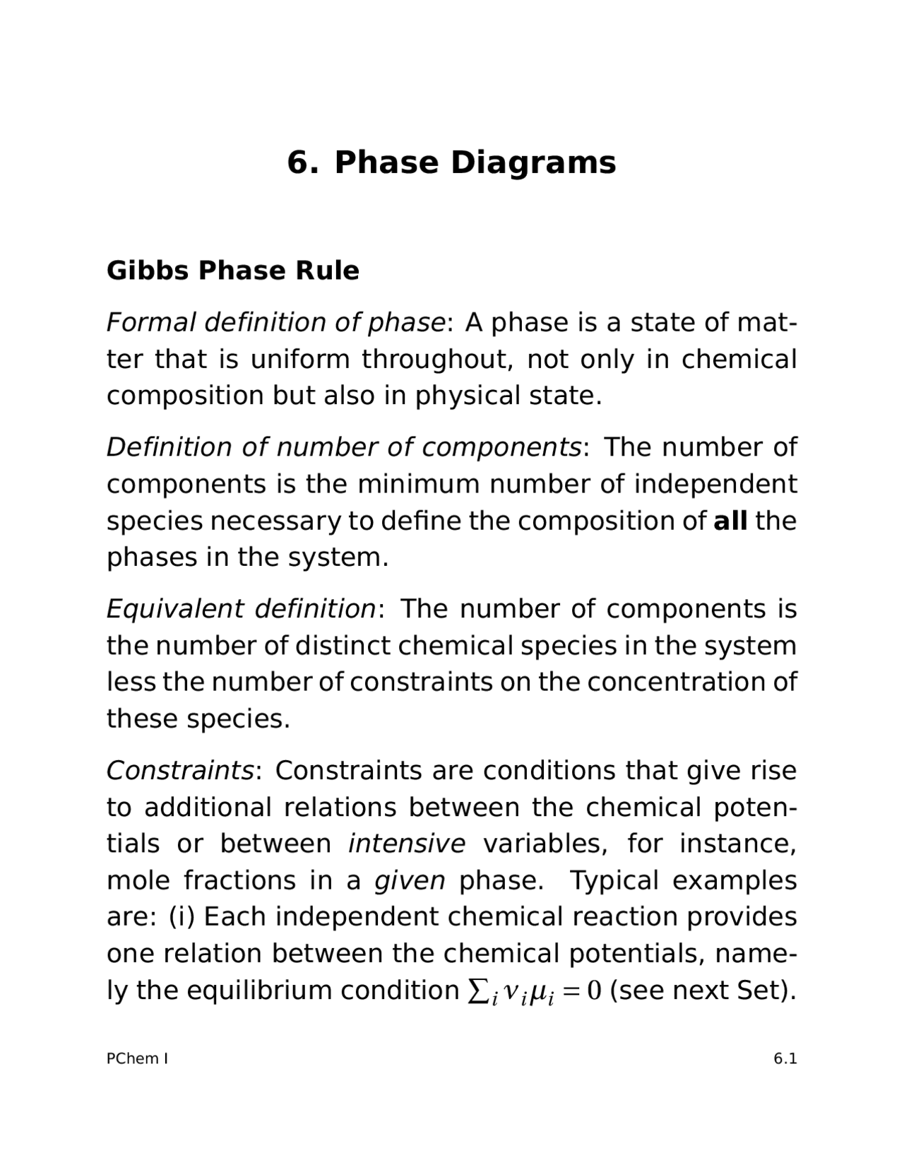 Phase Diagrams - Physical Chemistry I - Handout | Exercises Physical ...