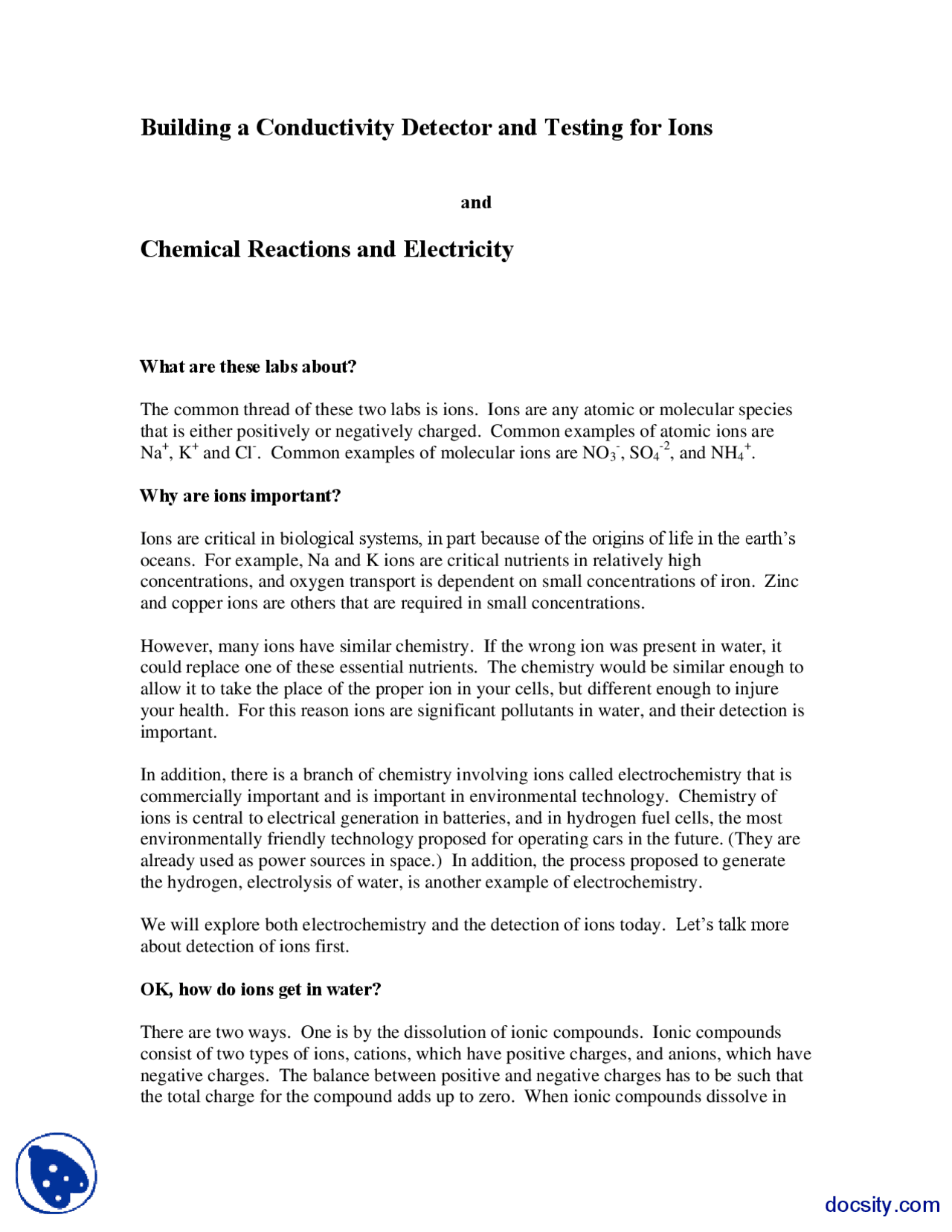 Conductivity Detector Pollutants In The Environment Lab Manual
