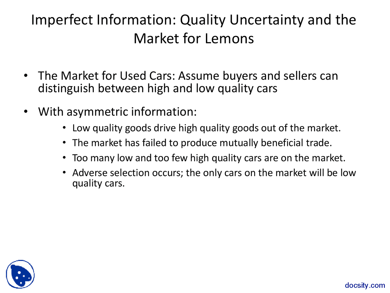Imperfect Information - Intermediate Microeconomics - Lecture Slides | Slides Microeconomics ...