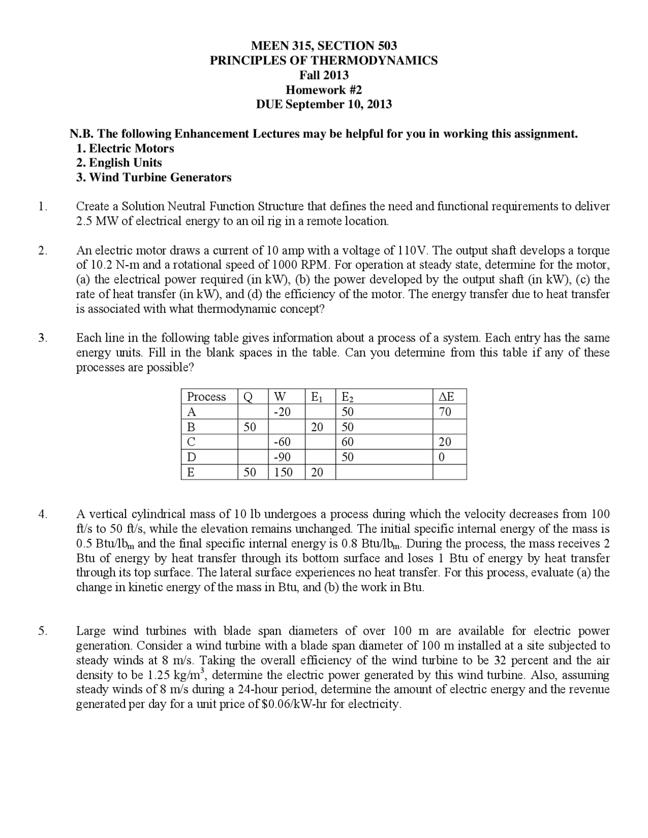 Homework 2 With Solution Principles Of Thermodynamics Meen 315