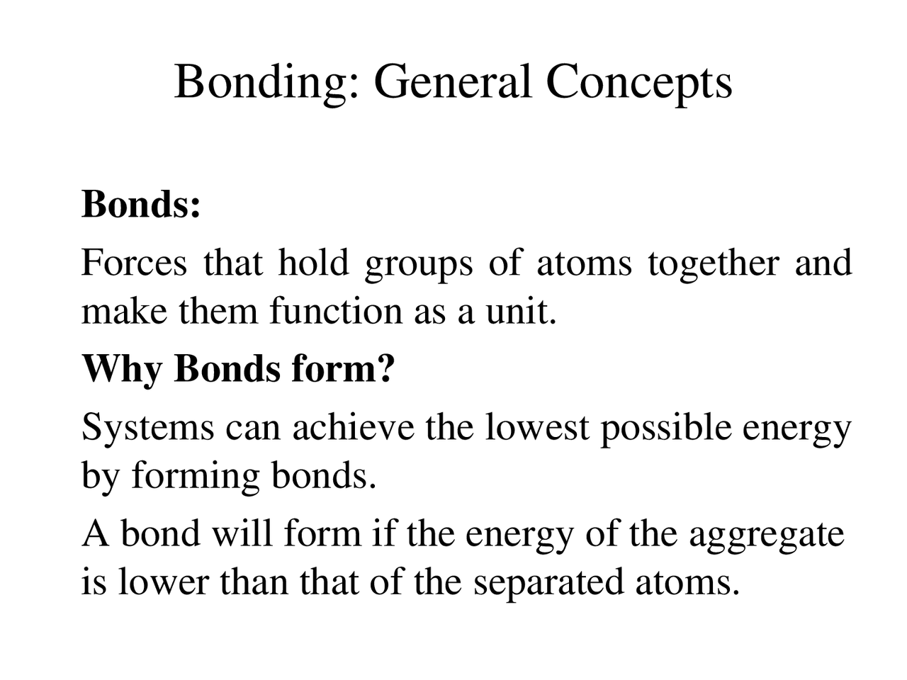 Bonding, General Concepts - General Chemistry - Lecture Slides - Docsity