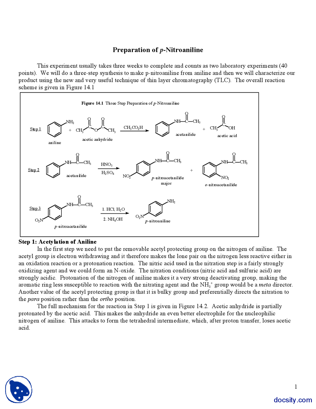 Preparation of p-Nitroaniline - Organic Chemistry - Lab Manual | Study ...
