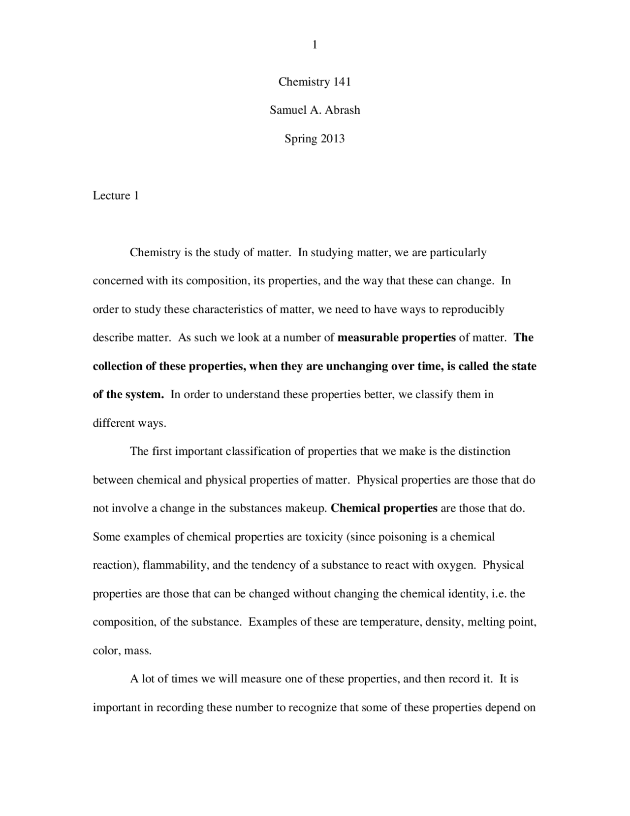 Introduction General Chemistry Lecture Notes Docsity