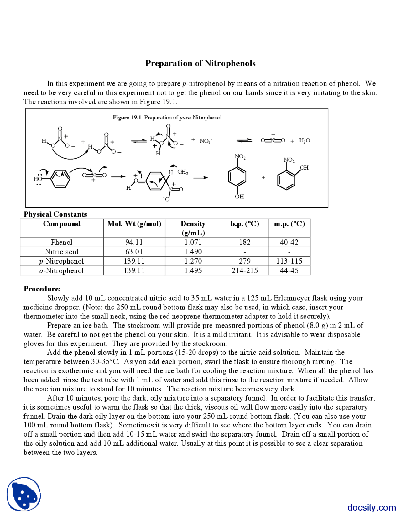 Preparation of Nitrophenols - Organic Chemistry - Lab Manual | Study ...