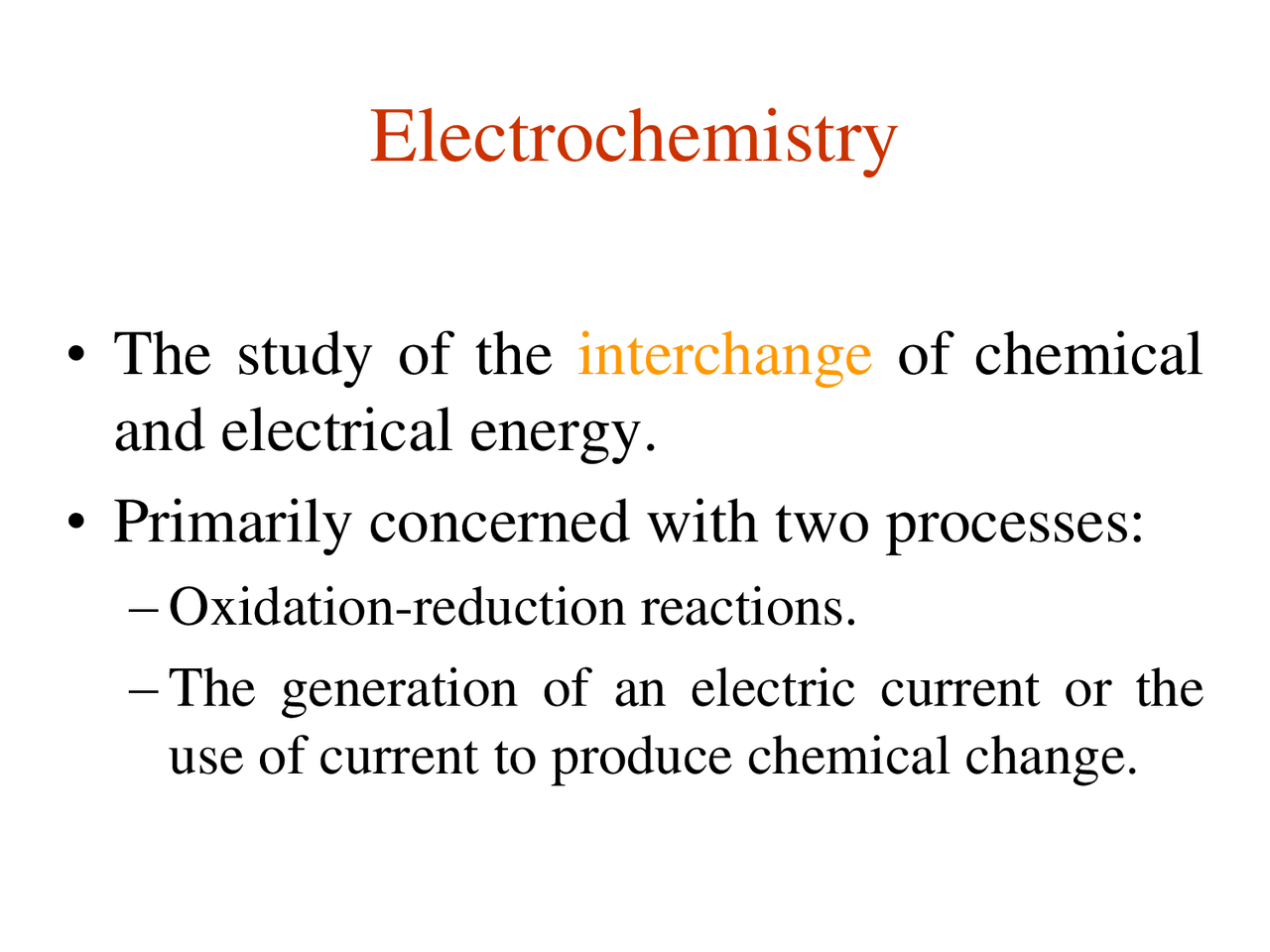Electrochemistry General Chemistry Lecture Slides Docsity