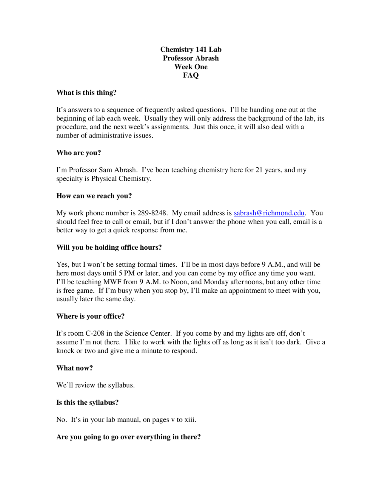 Intro Excel General Chemistry Lab Handout Docsity