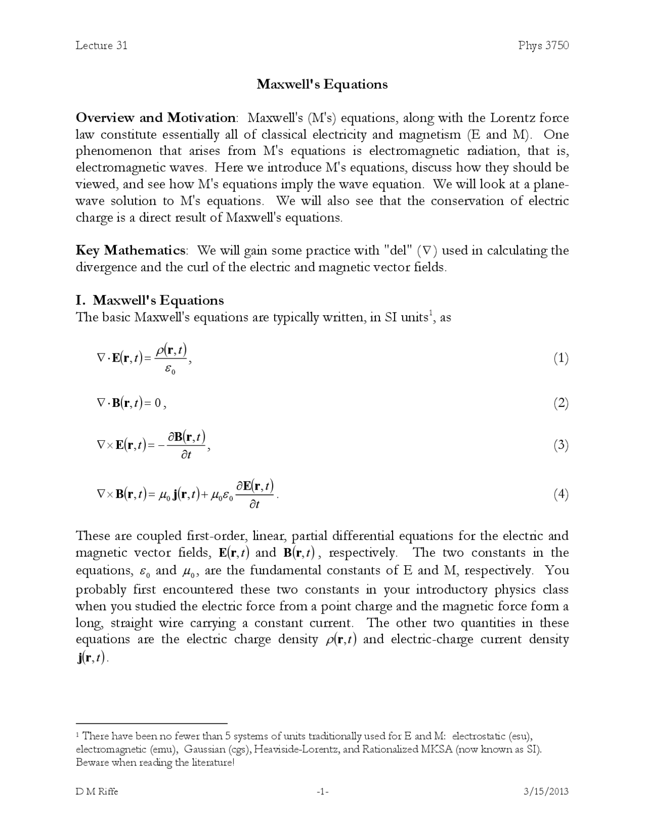 Maxwells Equations Wave Phenomena Lecture Slides Docsity