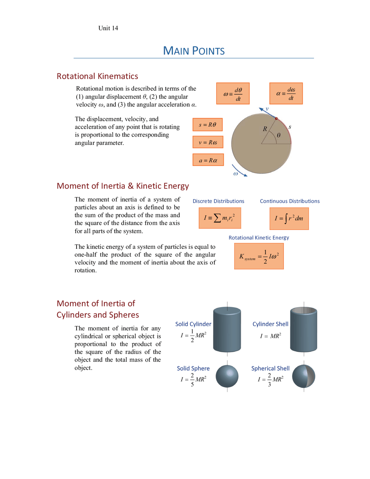 Rotational Kinematics And Moment Of Inertia Physics For Scientists