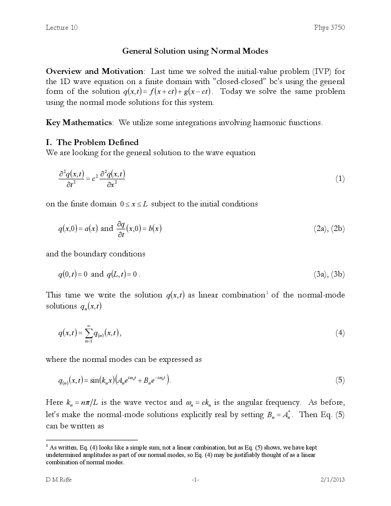 Normal Modes Wave Phenomena Lecture Slides Docsity
