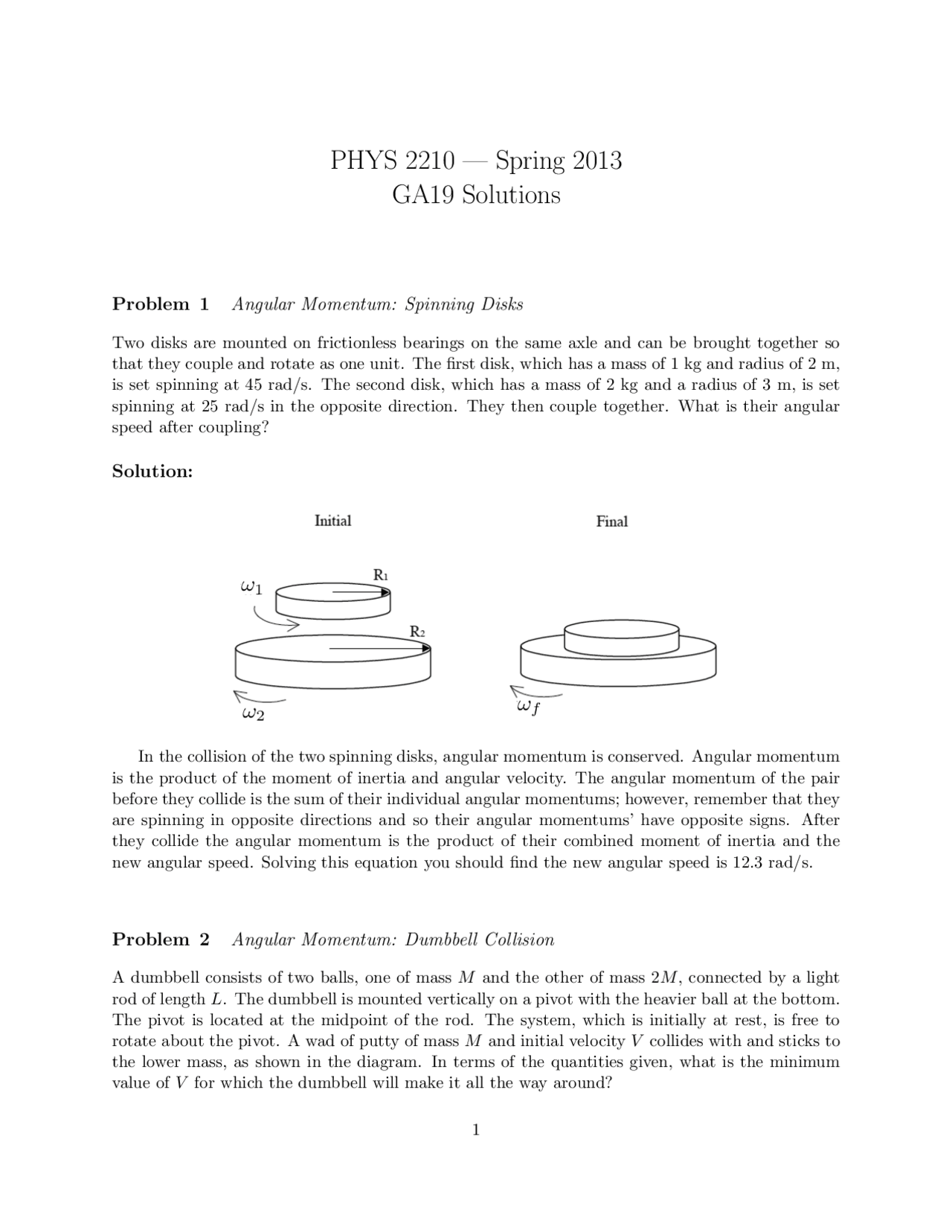Angular Momentum - Physics for Scientists and Engineers I - Solved Problem Sets | Exercises ...
