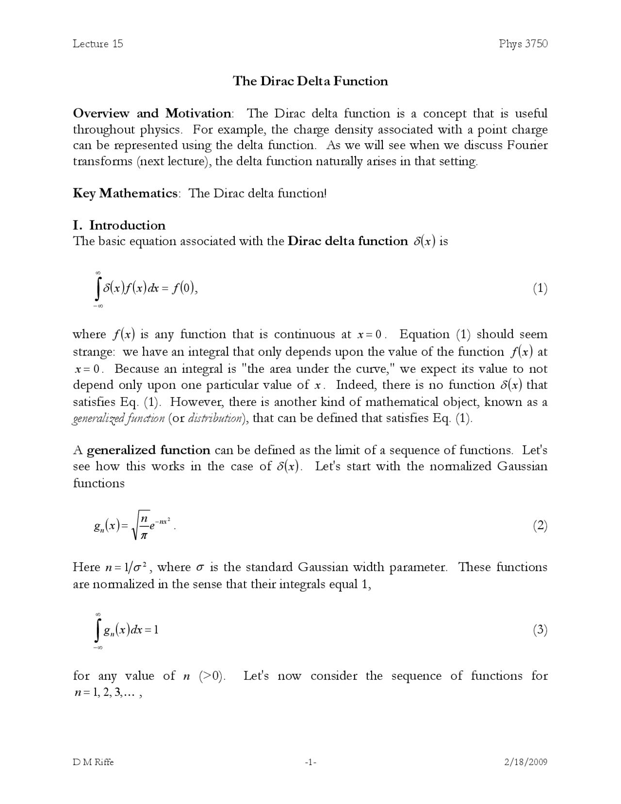 Dirac Delta Function Wave Phenomena Lecture Slides Slides