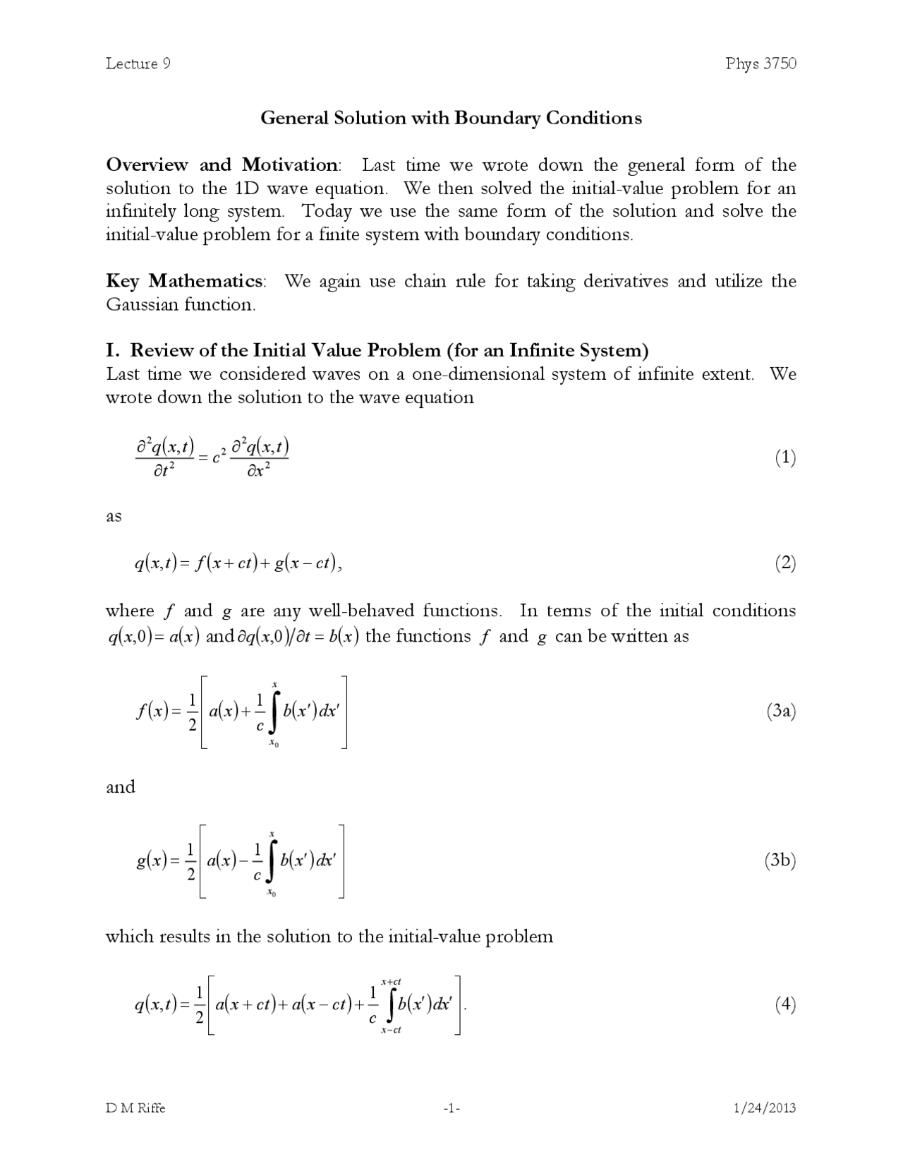 Boundary Conditions Wave Phenomena Lecture Slides Slides
