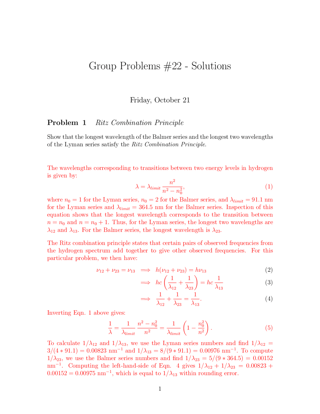 Ritz Combination Principle - Introduction to Relativity and Quantum ...