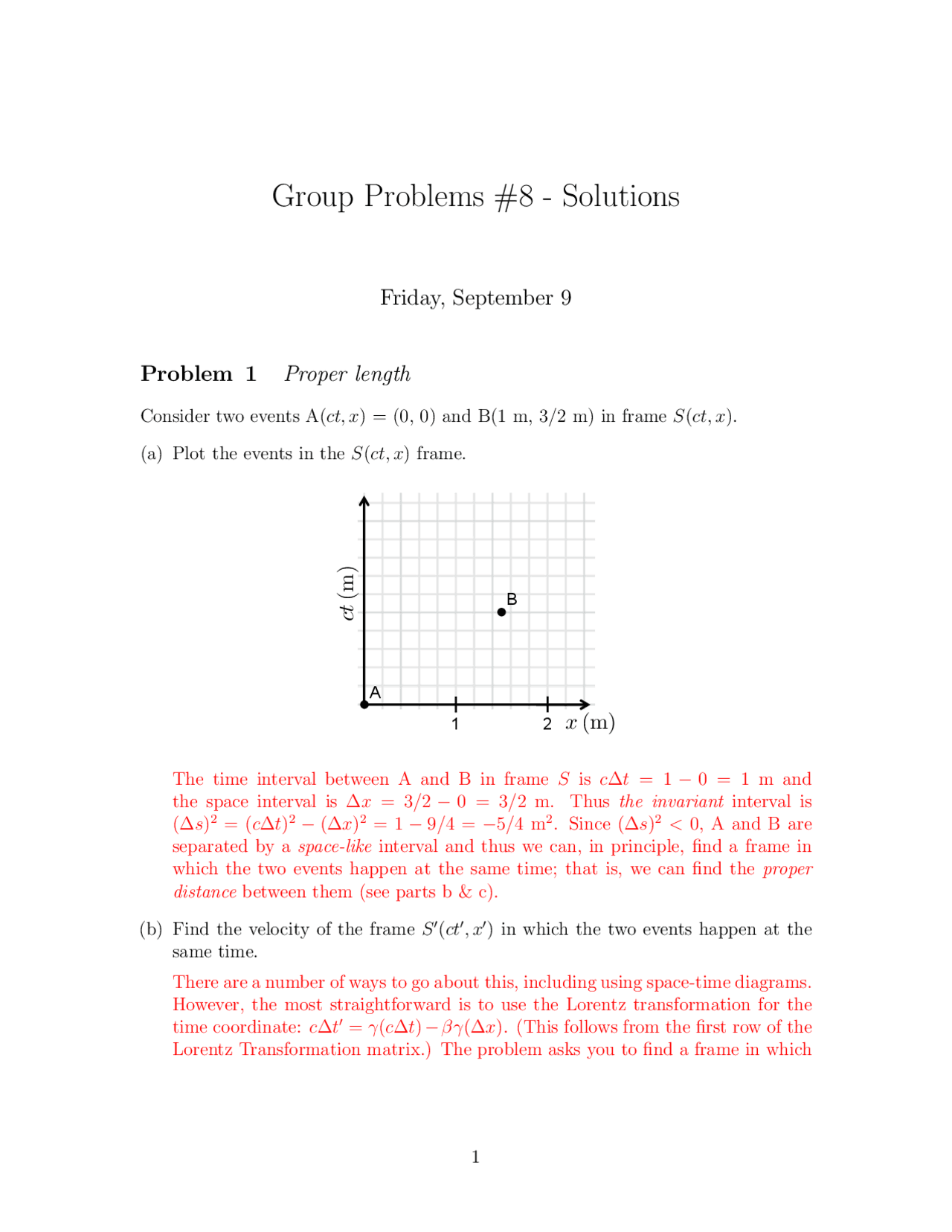 Proper Length - Introduction to Relativity and Quantum Mechanics - Problem Sets - Docsity