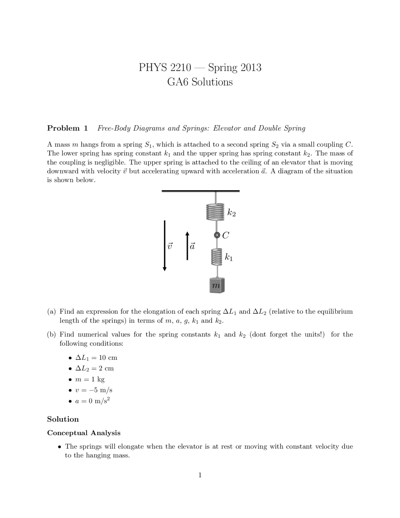 Free-Body Diagrams - Physics for Scientists and Engineers I - Solved Problem Sets - Docsity