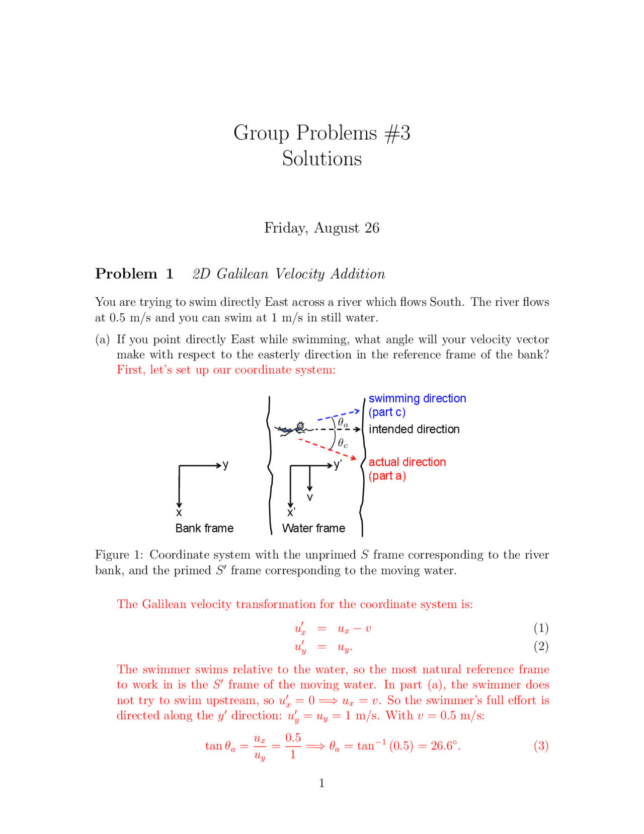 2D Galilean Velocity Addition - Introduction to Relativity and Quantum Mechanics - Problem Sets ...