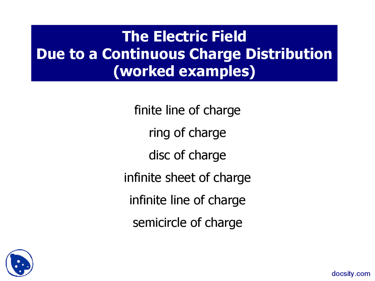 Electric Field Engineering Physics Lecture Slides Docsity