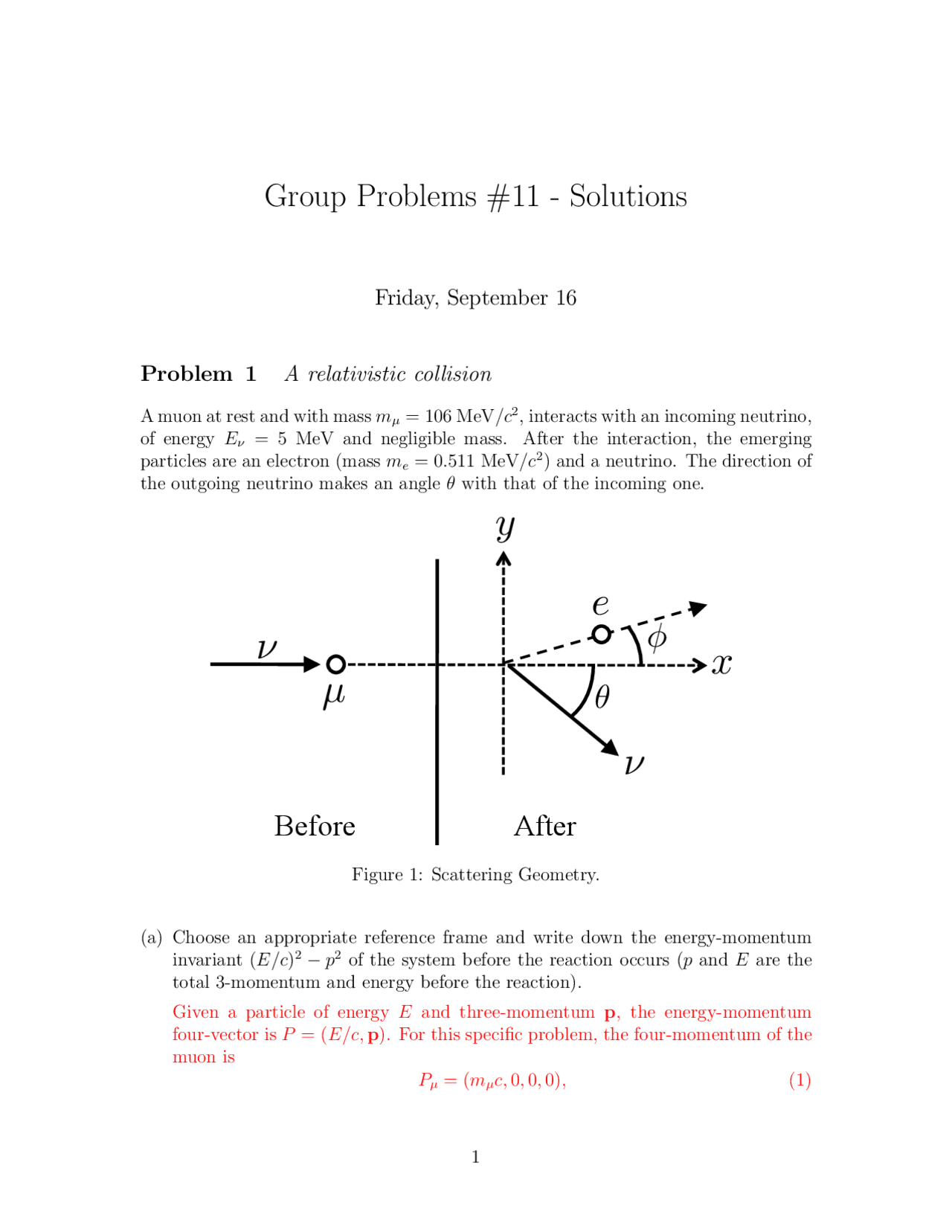 Relativistic Collision - Introduction to Relativity and Quantum Mechanics - Problem Sets - Docsity