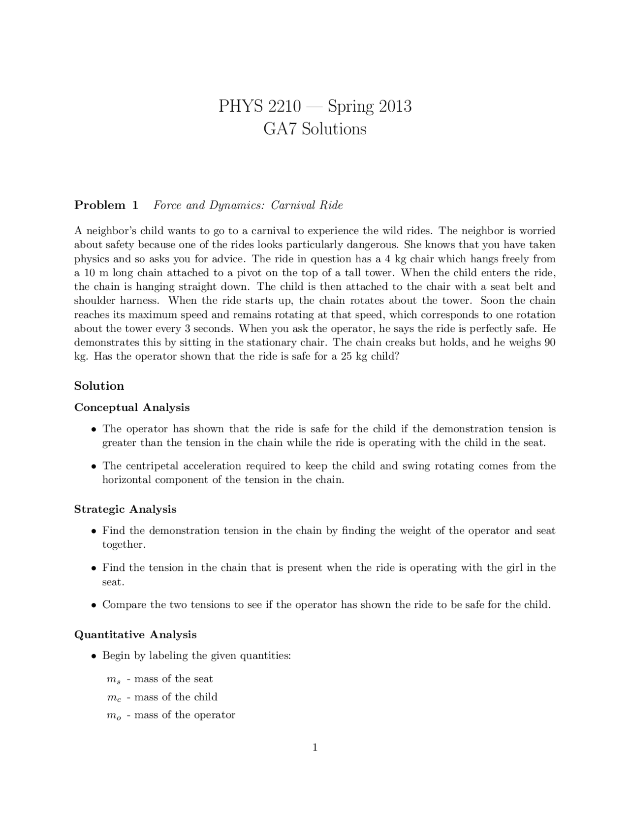 Force and Dynamics - Physics for Scientists and Engineers I - Solved Problem Sets | Exercises ...