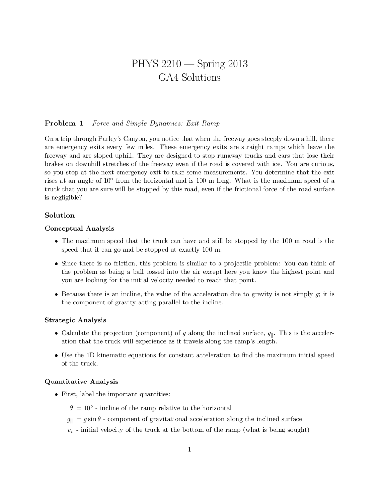 Force and Simple Dynamics - Physics for Scientists and Engineers I - Solved Problem Sets ...