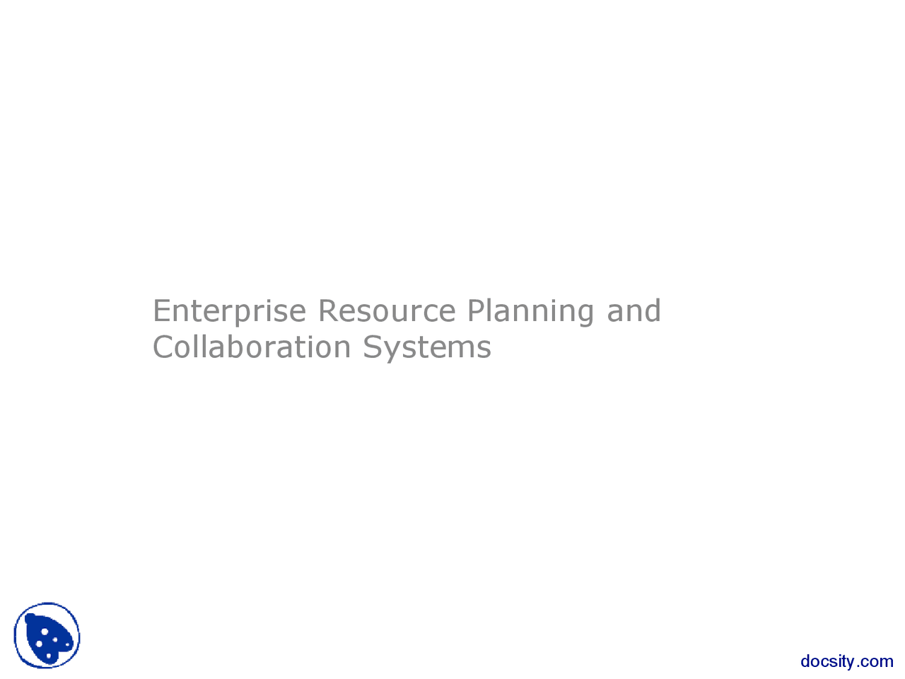 Enterprise Resource Planning Information System Lecture Slides