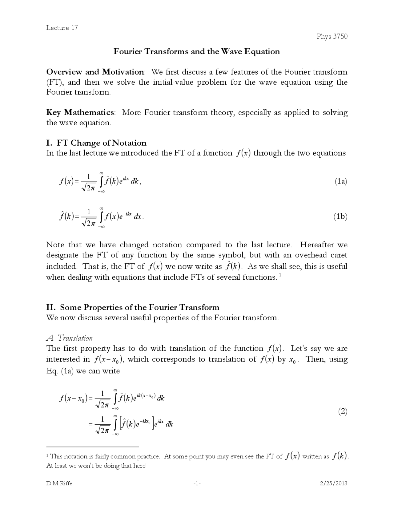 Wave Equation - Wave Phenomena - Lecture Slides - Docsity