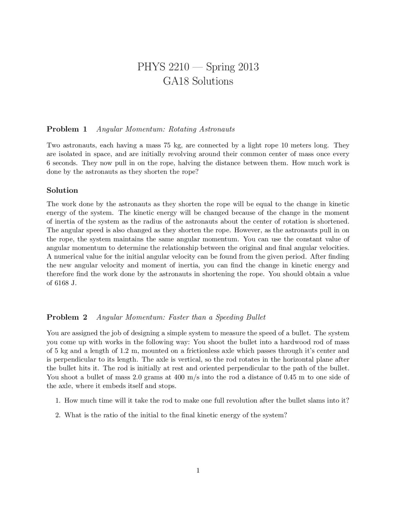 Momentum - Physics for Scientists and Engineers I - Solved Problem Sets - Docsity