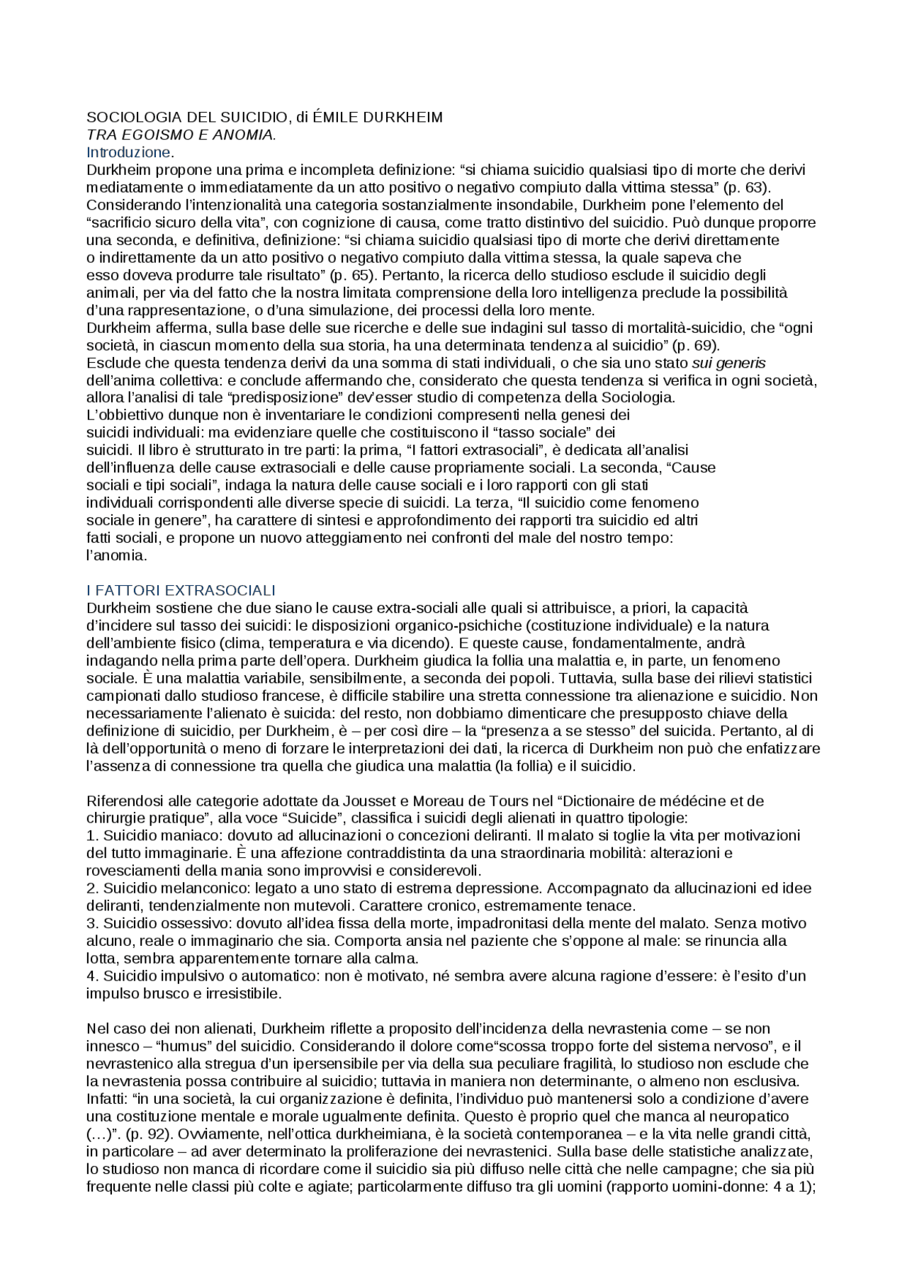 Riassunto Il Suicidio Di Edurkheim Docsity