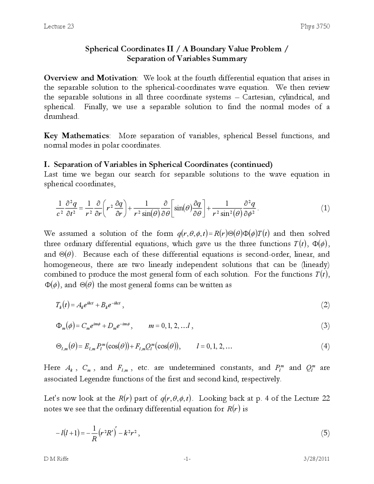 Boundary Value Problem Wave Phenomena Lecture Slides Docsity