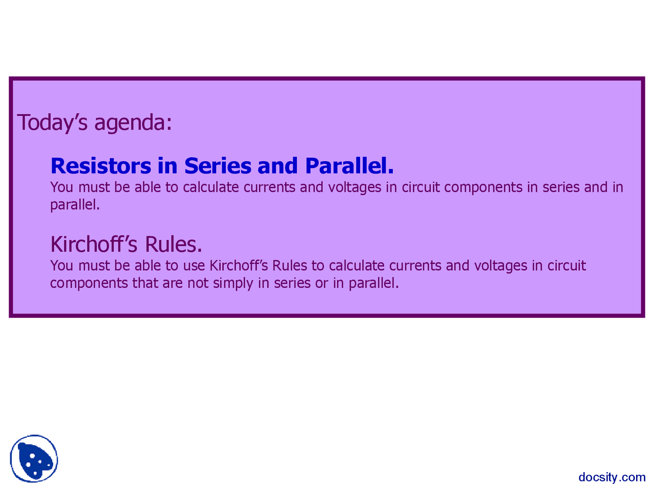 Resistors Engineering Physics Lecture Slides Docsity
