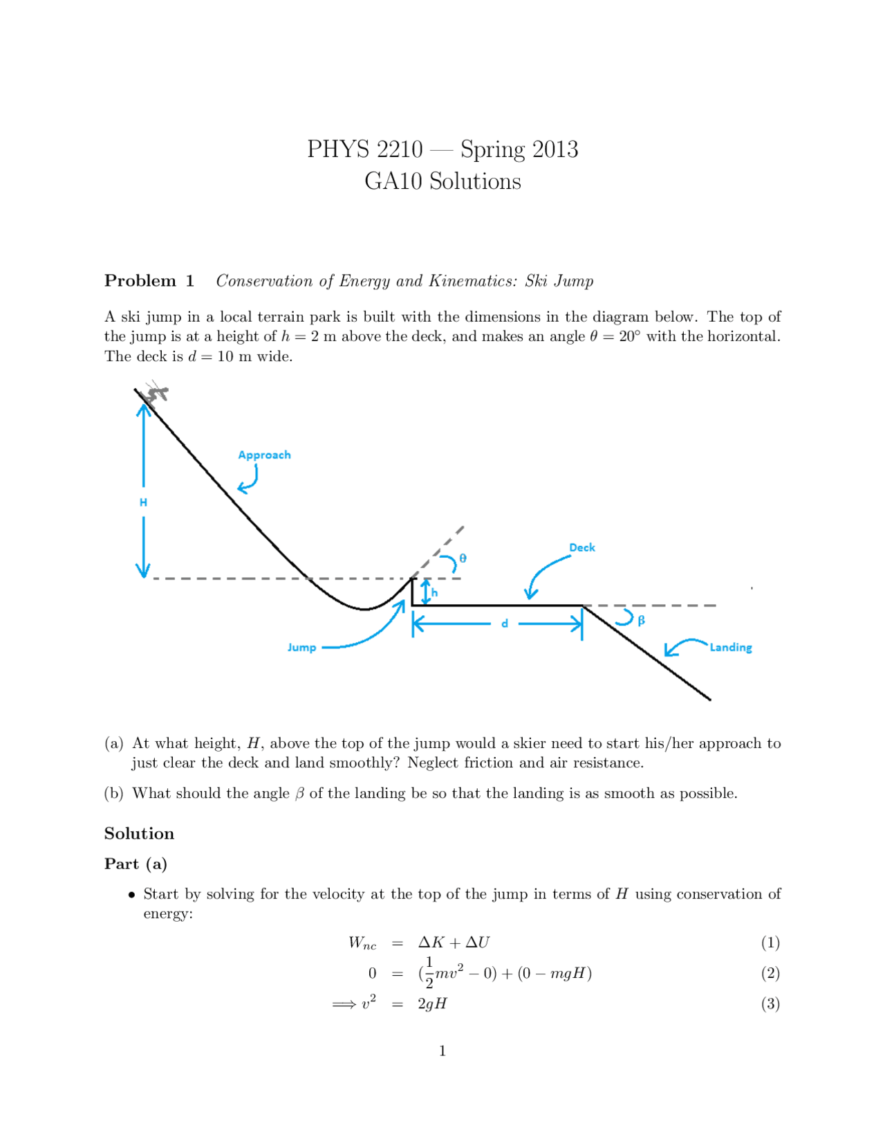 Conservation of Energy - Physics for Scientists and Engineers I - Solved Problem Sets - Docsity