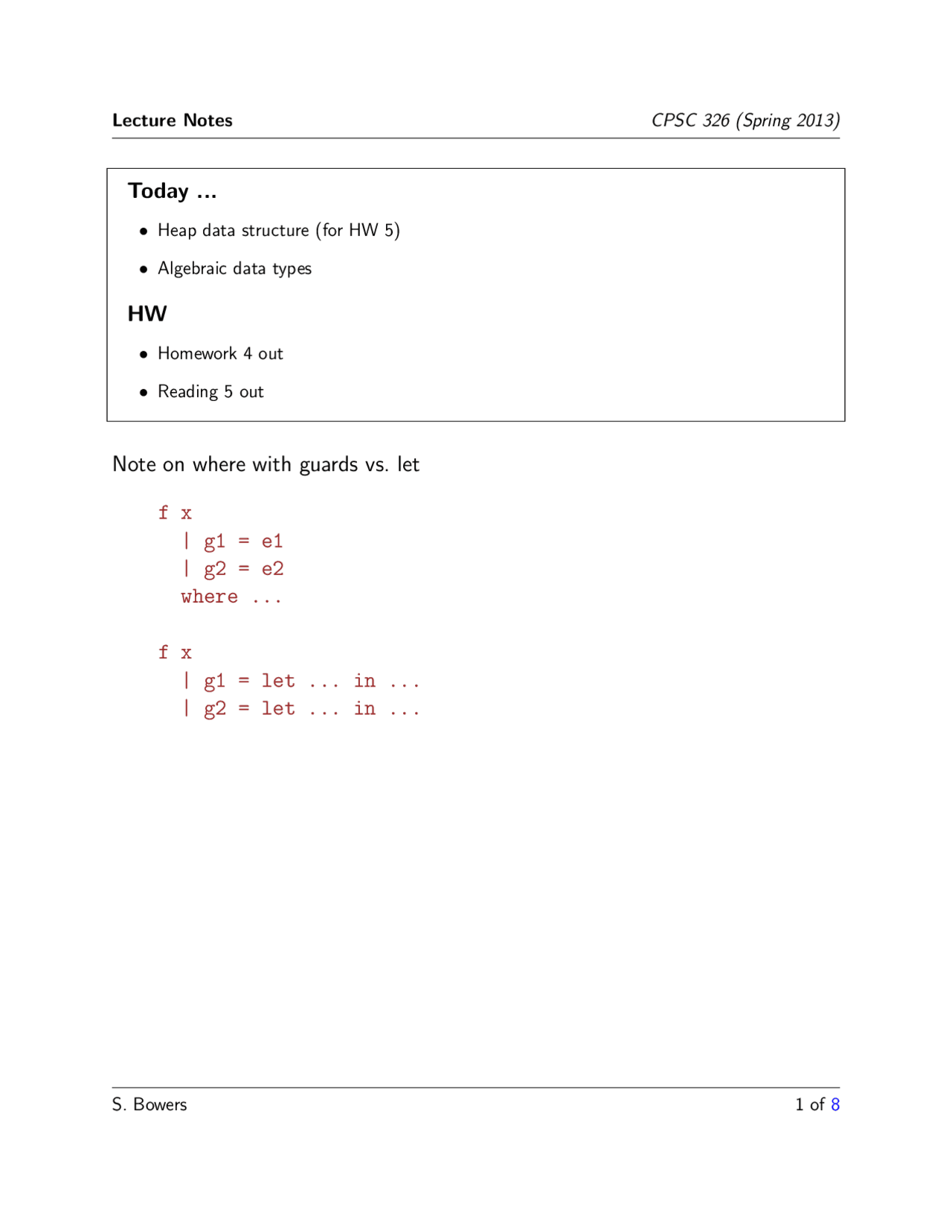 Algebraic Data Types - Organization of Programming Languages - Lecture ...