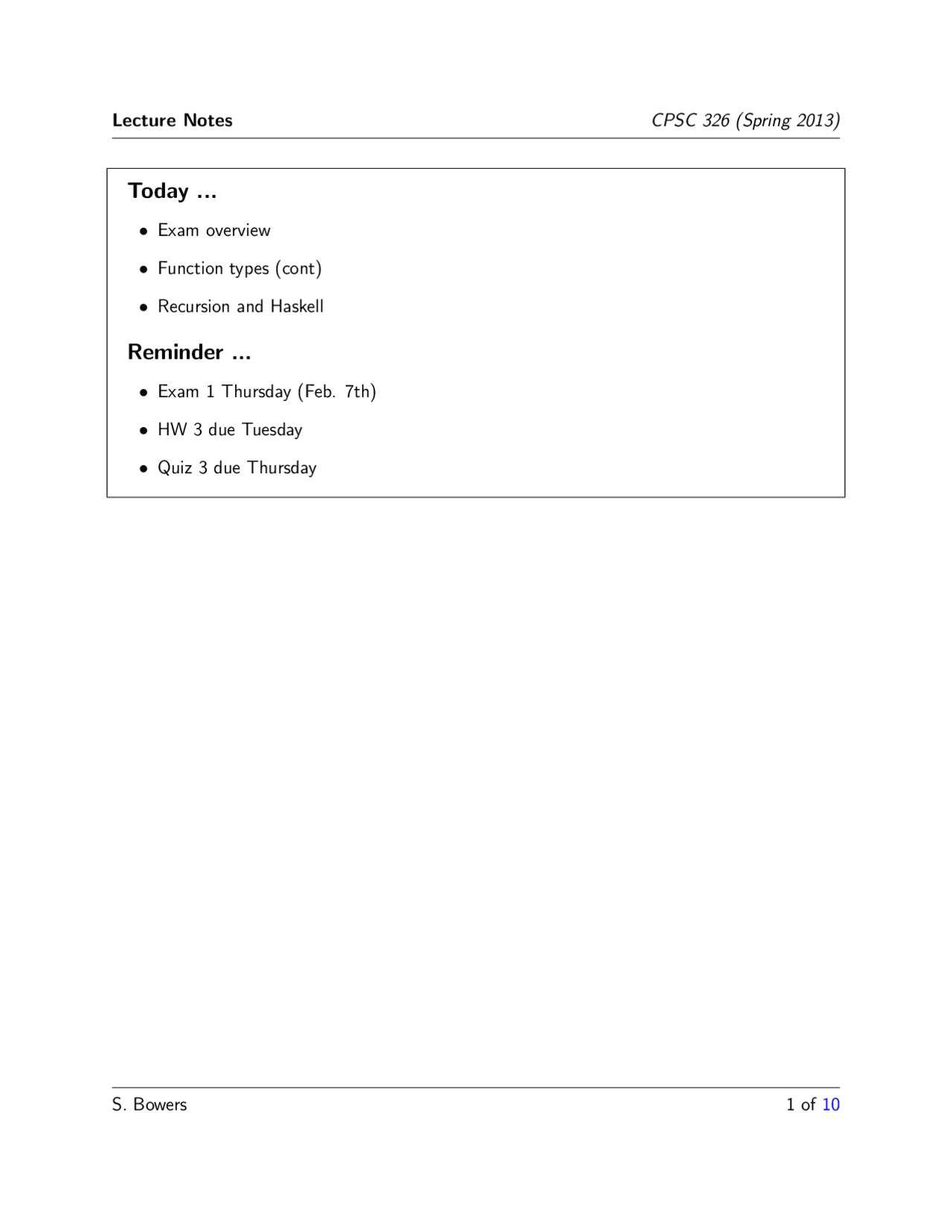 Function Types Organization Of Programming Languages Lecture Notes Docsity