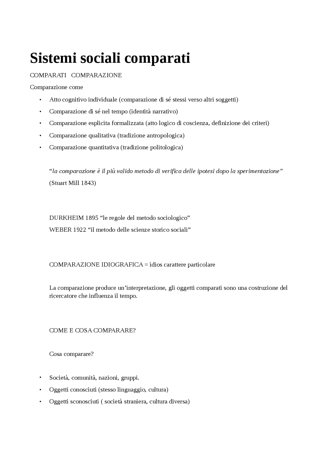 Sistemi Sociali Comparati Docsity