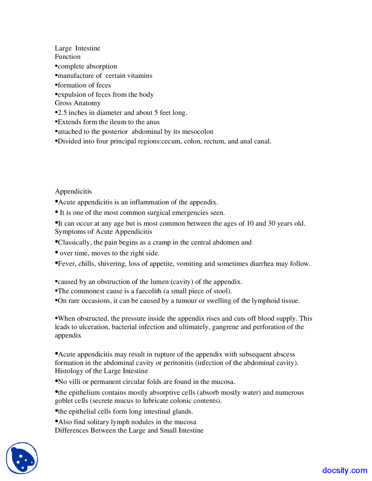 Digestive System Absorption Human Body Anatomy Lecture Notes Docsity