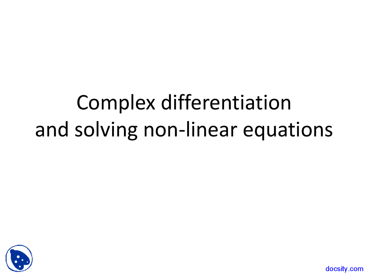 Complex Differentiation Advanced Engineering Math Lecture Slides