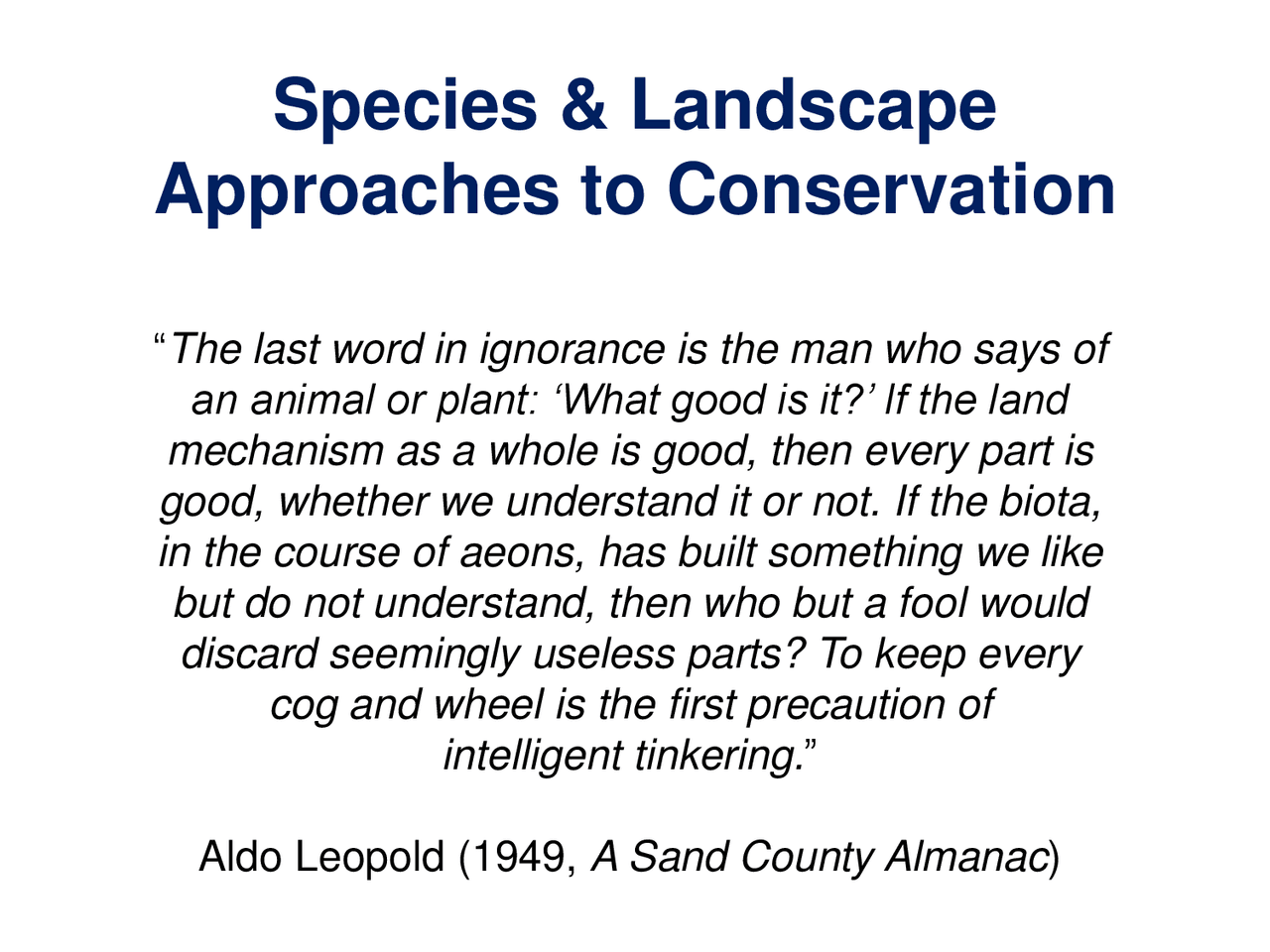 Species Conservation Biology Lecture Slides Docsity