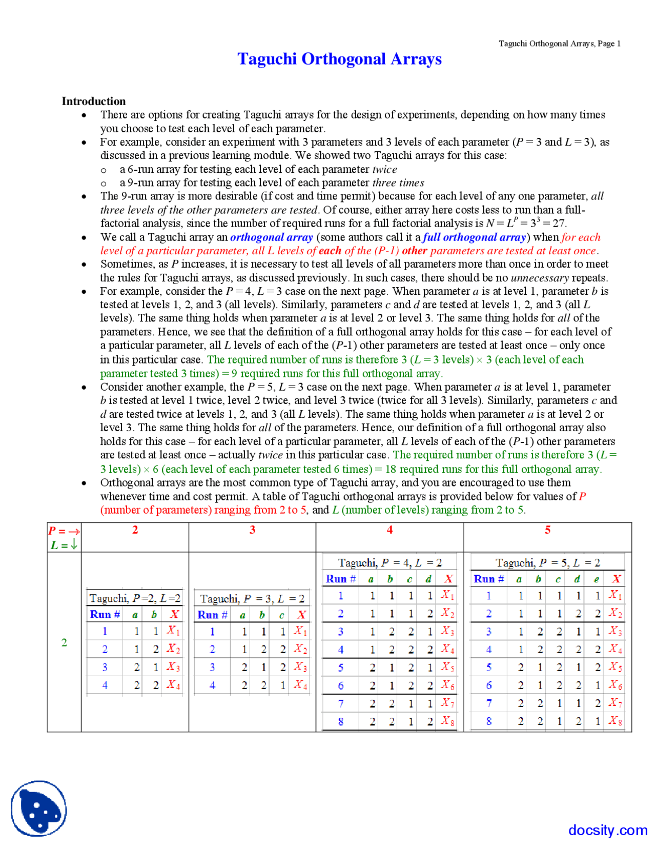 Taguchi Orthogonal Arrays - Instrumentation, Measurements, Statistics ...