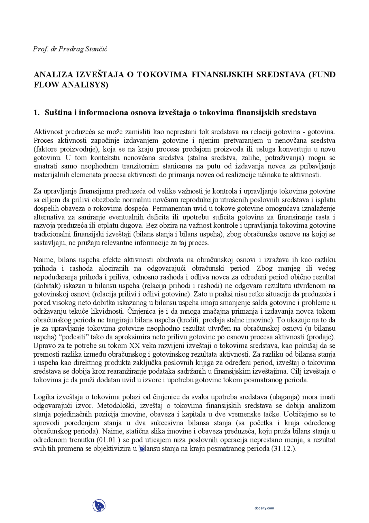 Tokovi gotovine-Skripta-Poslovne finansije-Ekonomija | Rezime' predlog Poslovne finansije - Docsity