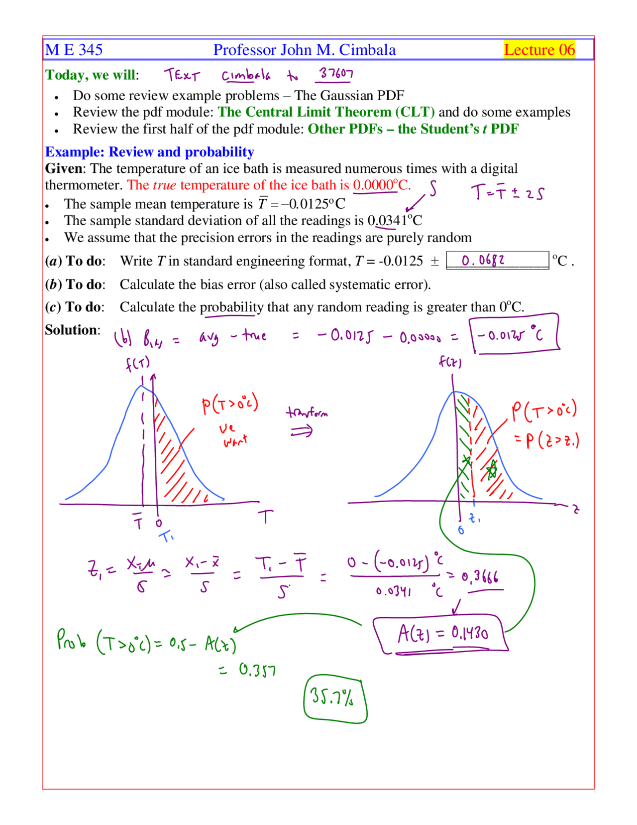 Central Limit Theorem Instrumentation Measurements Statistics
