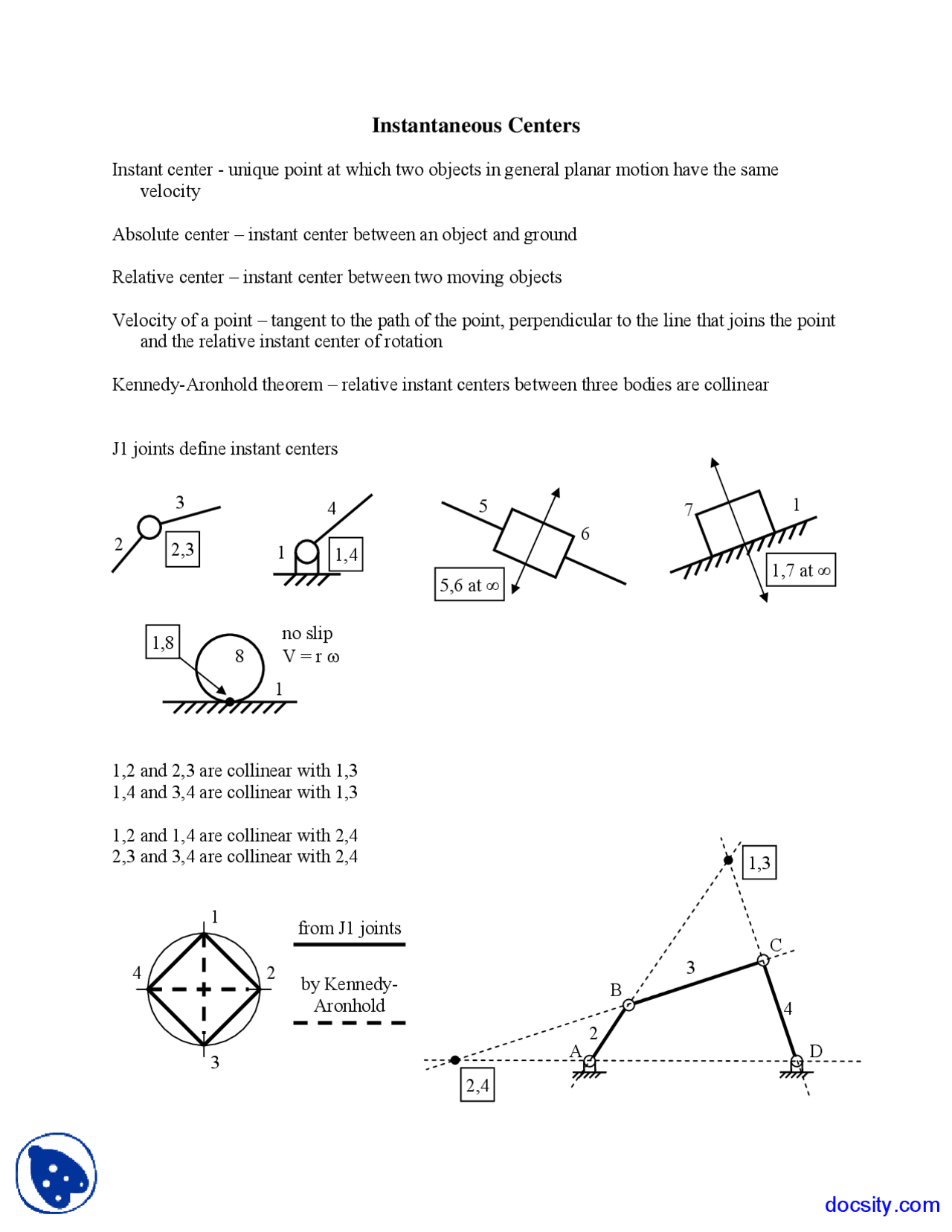 Instantaneous Centers Computer Aided Analysis Of Machine Dynamics
