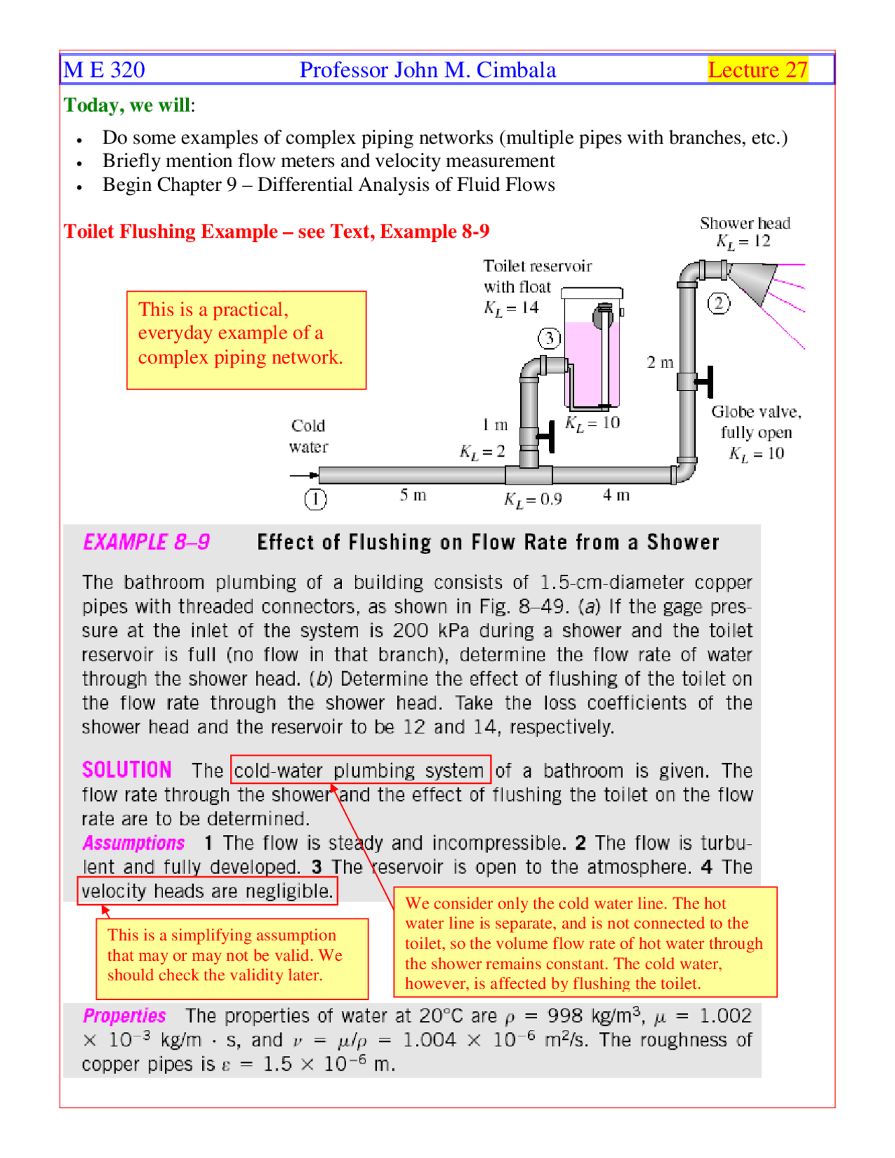 Complex Piping Networks Fluid Flow Handout Docsity
