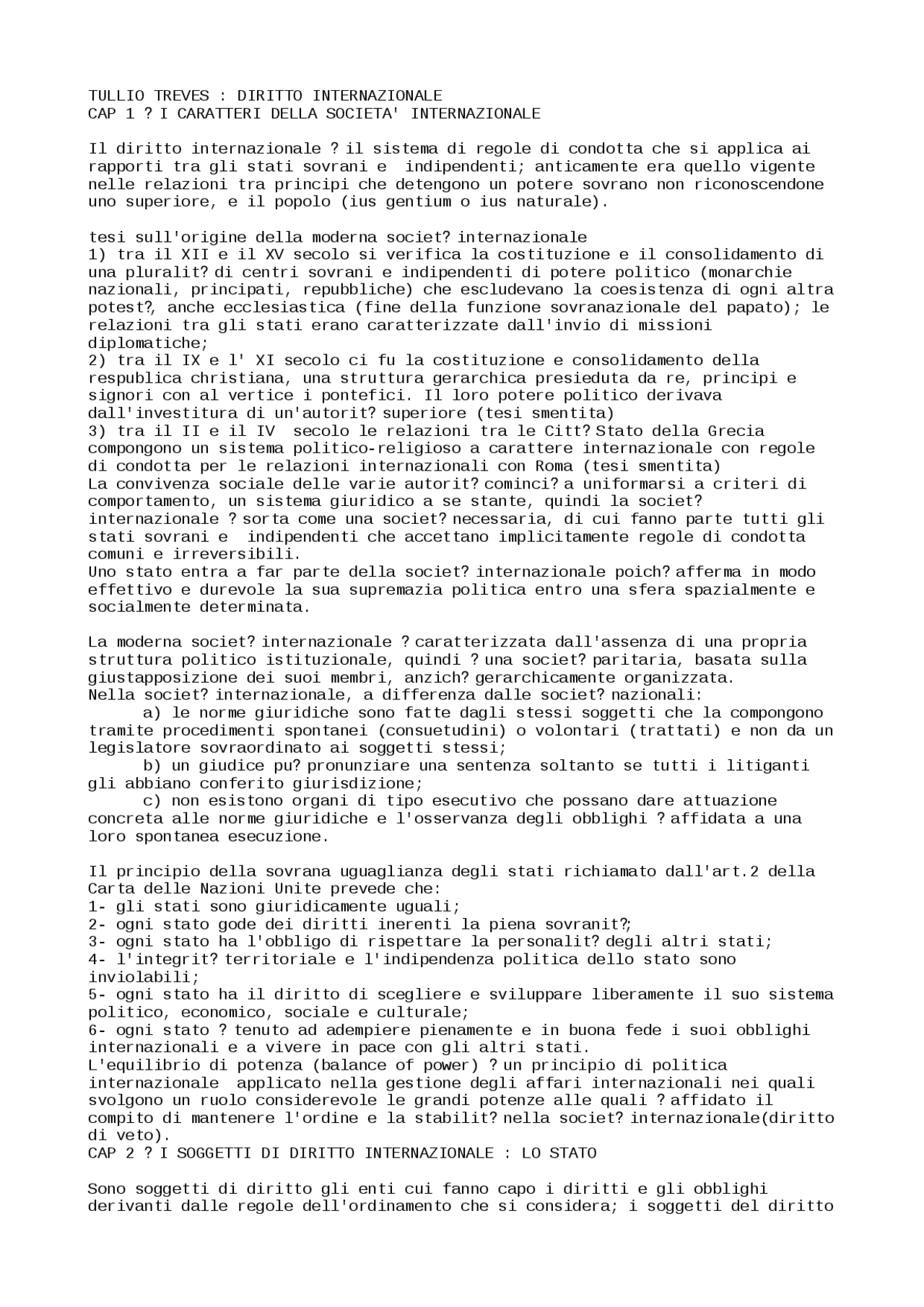 Diritto Internazionale Tullio Treves Docsity