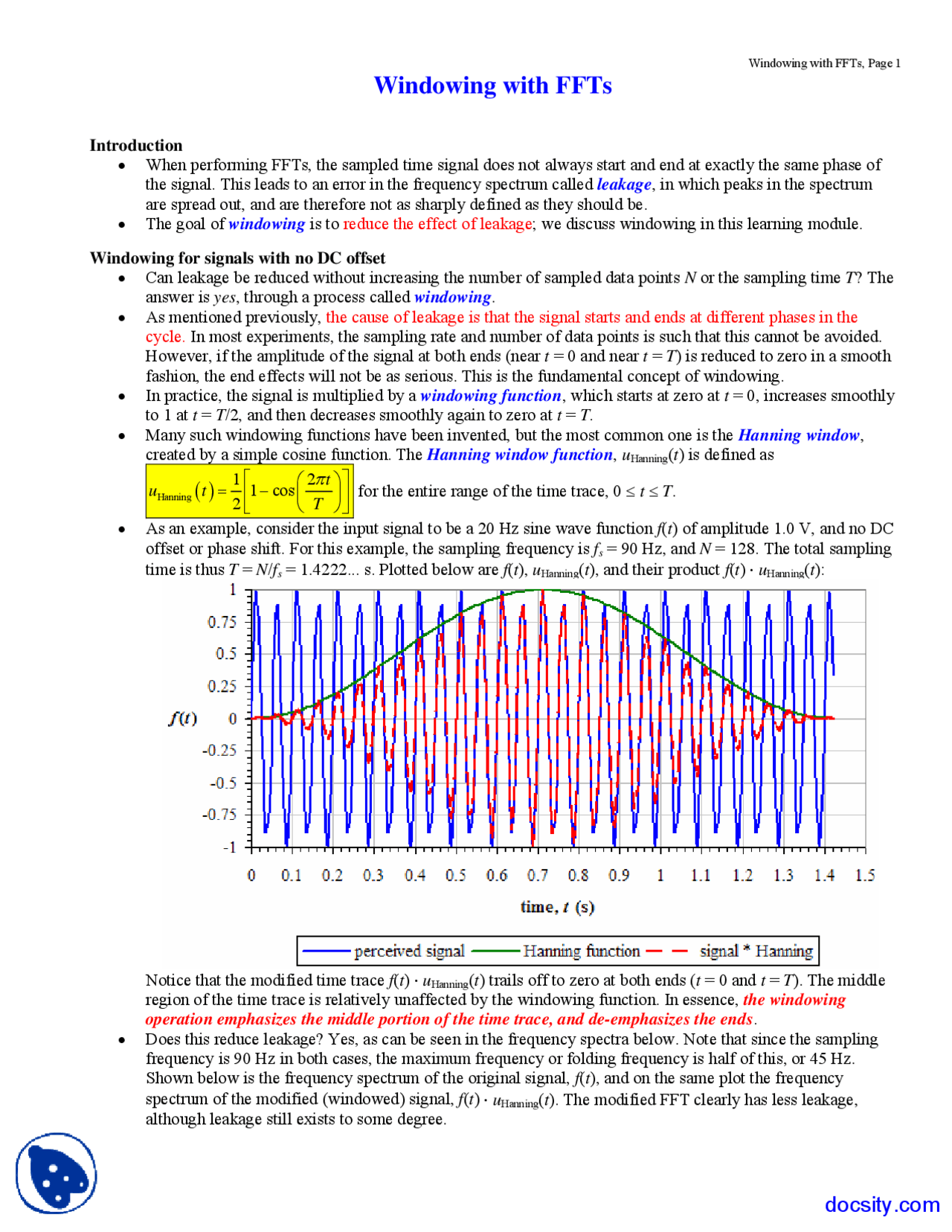 Windowing FFTs - Instrumentation, Measurements, Statistics - Lecture ...