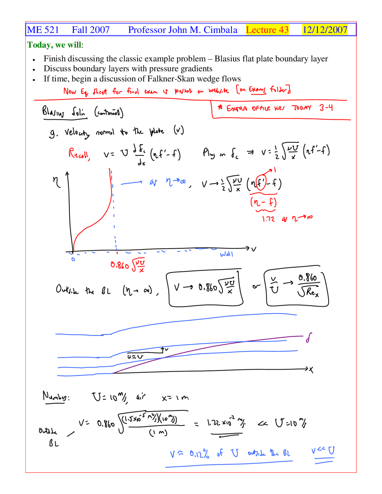 Falkner-Skan Wedge Flows - Foundations of Fluid Mechanics I - Handout - Docsity