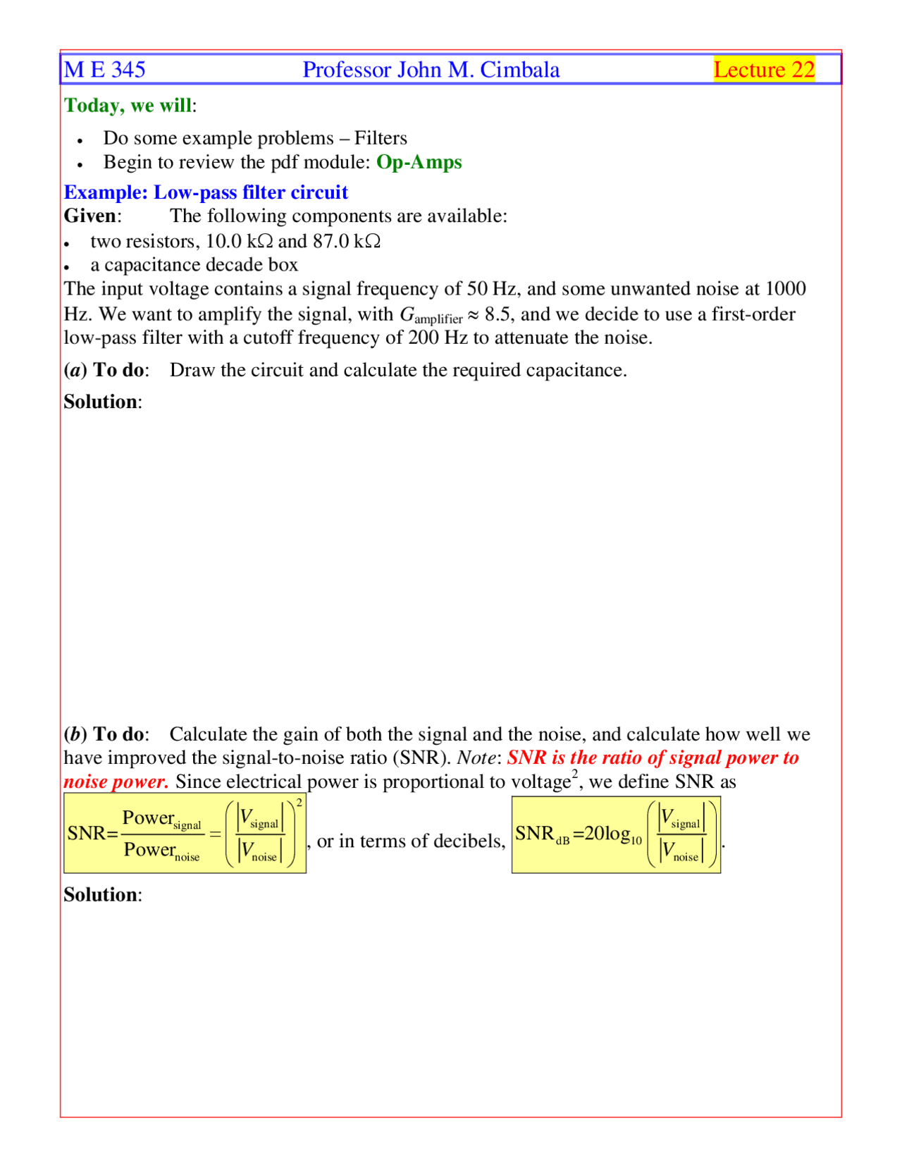Op Amps Instrumentation Measurements Statistics Handout Docsity