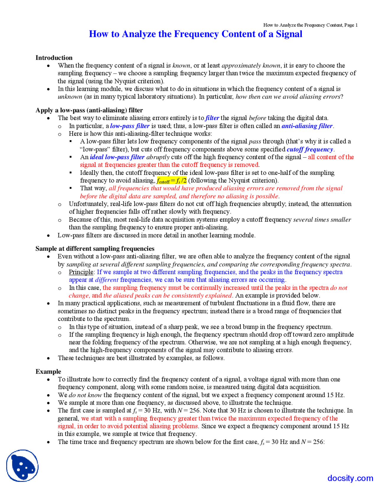 Frequency Content of Signal - Instrumentation, Measurements, Statistics ...