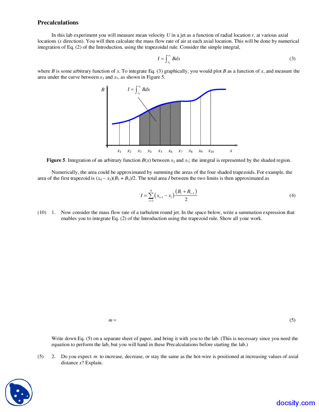 Jet Flow Measured With A Hot Wire Fluid Flow Lab Precalculations