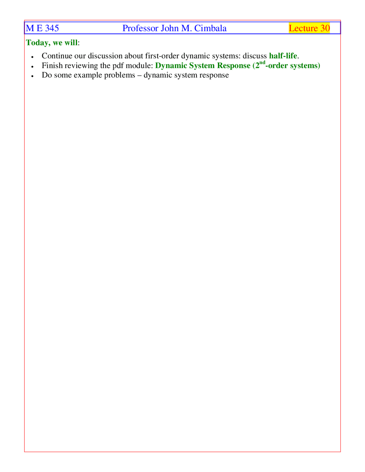 First-order Dynamic Systems - Instrumentation, Measurements, Statistics ...